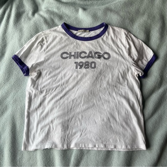 Zara | Tops | Zara White Ringer Tee Chicago 7s Graphic Baby Tee | Poshmark